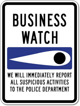 Business Crime Watch Eye Sign - 18x24 | StopSignsandMore.com