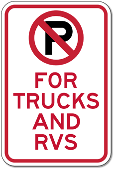 No Parking For Trucks And RVs Sign - 12x18 | StopSignsandMore.com
