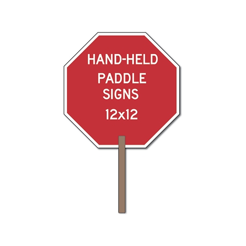 Custom Two-Sided Octagon Paddle Sign - 12x12 | StopSignsandMore.com