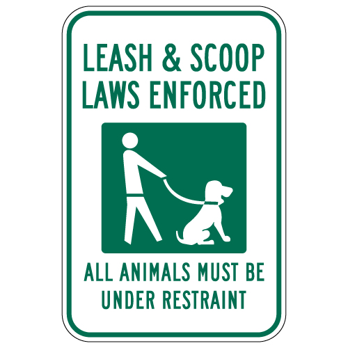 Leash and Scoop Laws Enforced Sign - 12x18 | StopSignsandMore.com
