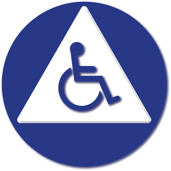 ADA Compliant Unisex Restroom Door Sign with ISA on White Triangle ...