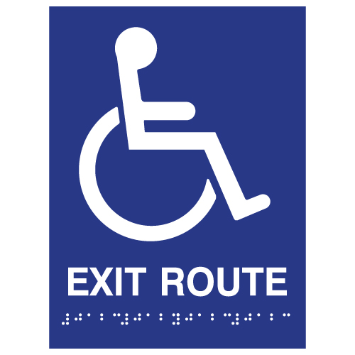 ADA Compliant Accessible Symbol Exit Route Sign with Text and Braille ...