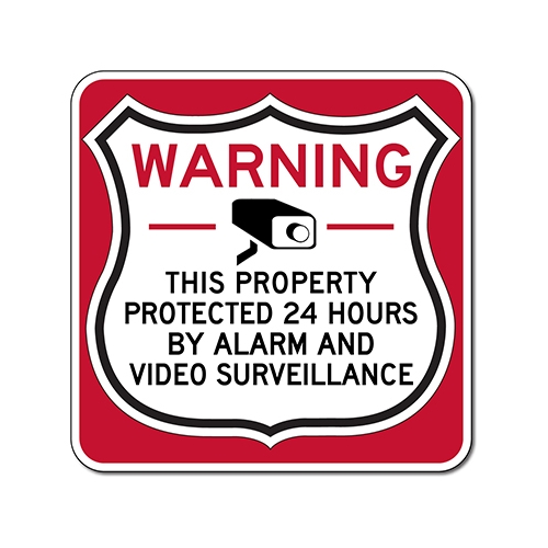 This Property Protected 24 Hours Shield Sign 18x18 | StopSignsandMore.com