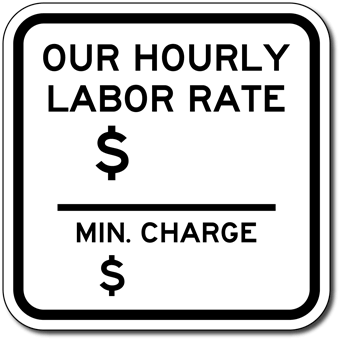 Auto Repair Hourly Labor Rate Sign - 12x12 | StopSignsandMore.com