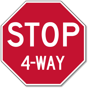 12X12 STOP Sign - Choose 2, 3, 4 or All Way Intersections ...