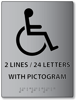 Custom ADA Sign - 2 Lines of Text - 1 Pictogram - Braille - Brushed ...