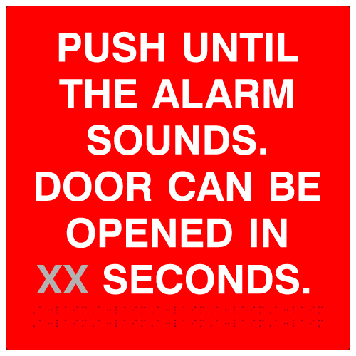 Fed Fire Code Style Delayed Egress Sign | Tactile Text & Braille ...