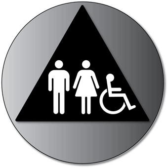ADA Unisex Restroom Door Sign with ISA Symbol & Pictograms - 12x12 ...