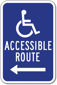 Wheelchair Accessible Route Guide Sign - Left Arrow - 12x18 ...