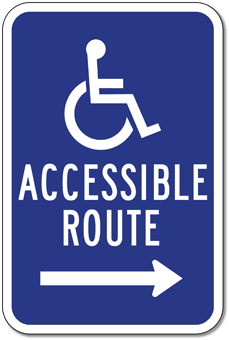Wheelchair Accessible Route Guide Sign - Right Arrow - 12x18 ...