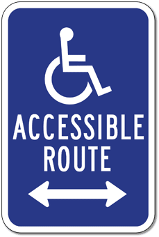Wheelchair Accessible Route Guide Sign - Double Arrow - 12x18 ...