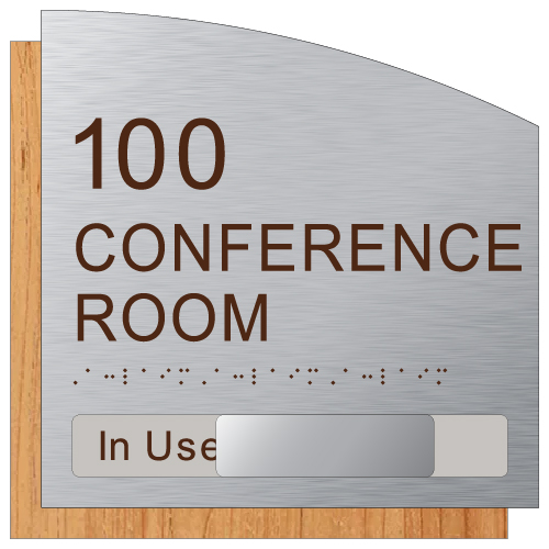 Custom Room Number & Name Sign with In-Use Slide Brushed Aluminum ...