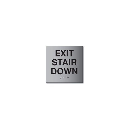 ADA Exit Stair Down Sign - 6x6 - Brushed Aluminum | StopSignsandMore.com
