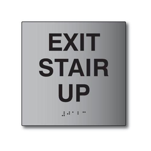 ADA Exit Stair Up Sign - 6x6 - Brushed Aluminum | StopSignsandMore.com