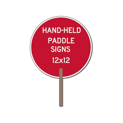 Custom Two-Sided Circle Shape Paddle Sign - 12x12 | StopSignsandMore.com