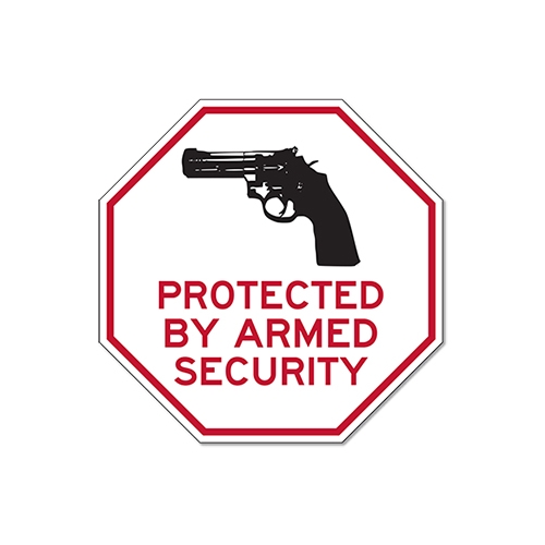 Protected By Armed Security STOP Sign with Gun Image - 18x18 ...