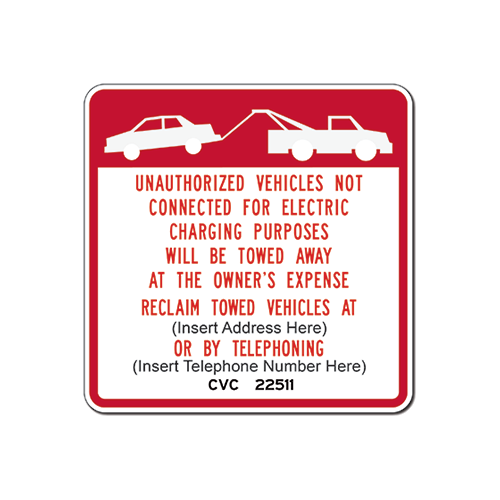 Official R112 California Electric Vehicle Parking Tow Away Sign - 24x24 ...