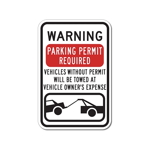 Parking Permit Required Violators Towed Sign - 12X18 | StopSignsandMore.com
