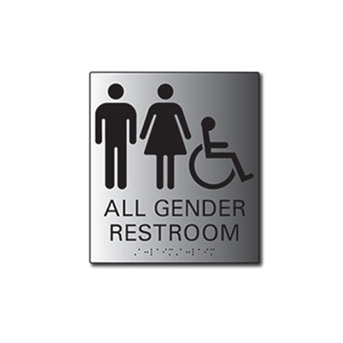 ADA All Gender Restroom Wall Sign with Wheelchair Symbol - 8x9 ...