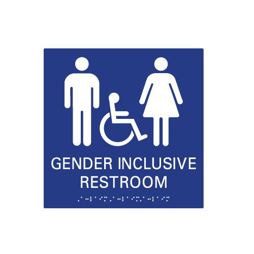 ADA Gender Inclusive Restroom Wall Sign with Wheelchair Symbol 9x9 ...