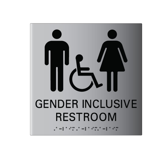 ADA Gender Inclusive Restroom Wall Sign with Wheelchair Symbol 9x9 ...