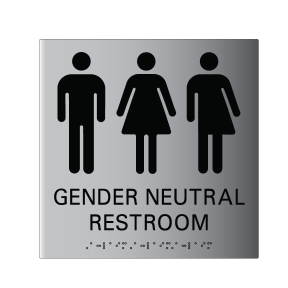 ADA Compliant Gender Neutral Restroom Wall Sign - 9x9 - Brushed ...