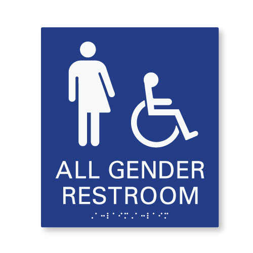 ADA All Gender Restroom Wall Sign with Wheelchair Symbol - 8x9 ...