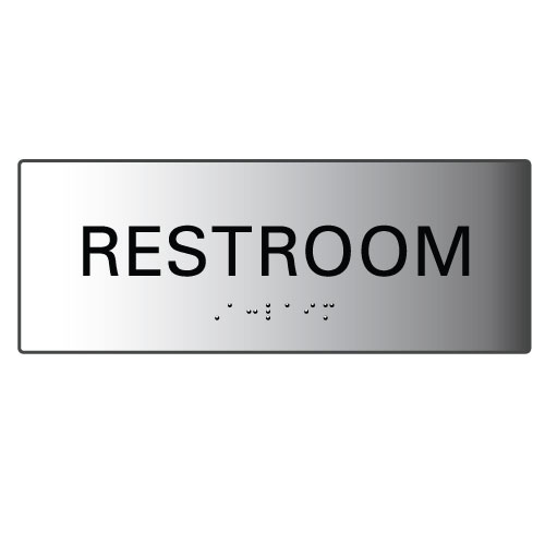 Brushed Aluminum Restroom Wall Sign without Pictograms - 8x3 ...