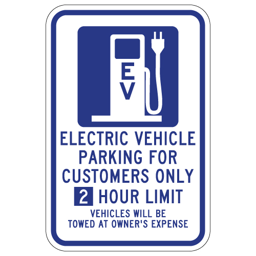 2 Hour Time Limit Electric Vehicle Parking Sign - 12x18 ...