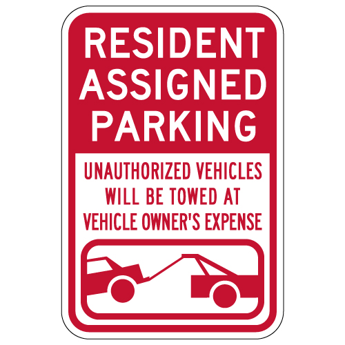Resident Assigned Parking Tow Away Sign - 12x18 | StopSignsandMore.com