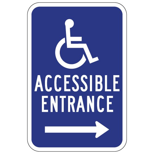 Wheelchair Accessible Entrance Guide Sign - Right Arrow - 12x18 ...