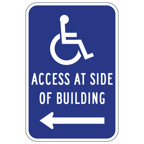 ADA Disabled Access At Side Of Building Sign - Left Arrow - 12x18 ...