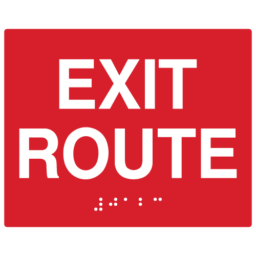 ADA Compliant Exit Route Sign Tactile Text and Braille - Custom Colors ...