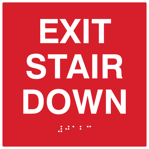 ADA Compliant Exit Stair Down Sign with Braille - Custom Colors - 6x6 ...