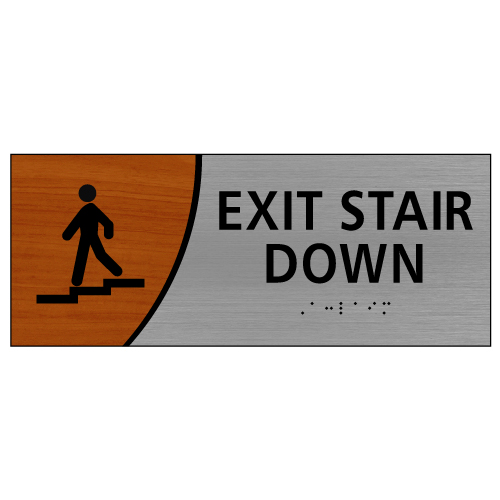 ADA Signature Exit Stair Down Sign Tactile Text and Grade 2 Braille ...