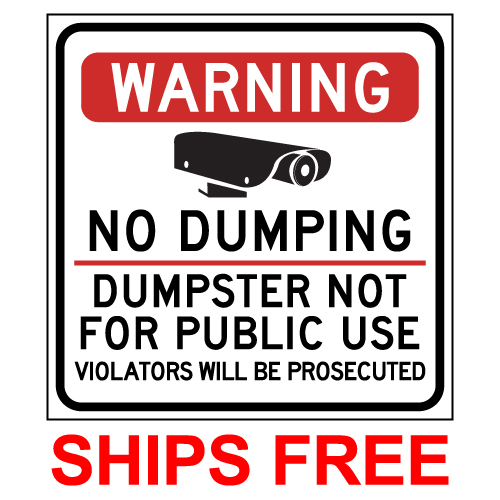 Label - Warning No Dumping Dumpster Not For Public Use - 9x9 (3 Pack ...