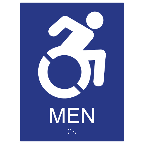 ADA Men Restroom Wall Sign with Active Wheelchair Symbol - 6x8 ...