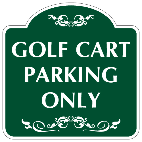 Mission Style Golf Cart Parking Only Sign - 18x18 | StopSignsandMore.com