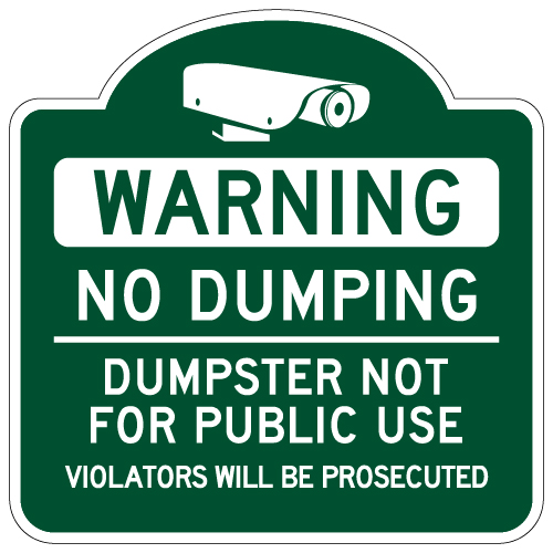 Mission Style No Dumping Dumpster Not For Public Use Sign - 18x18 | StopSignsandMore.com