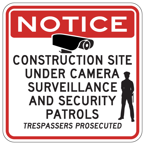 Construction Site Under Video Surveillance Sign - 24x24 ...
