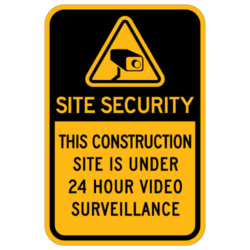 Construction Site Security 24 Hour Video Surveillance Sign - 12x18 ...