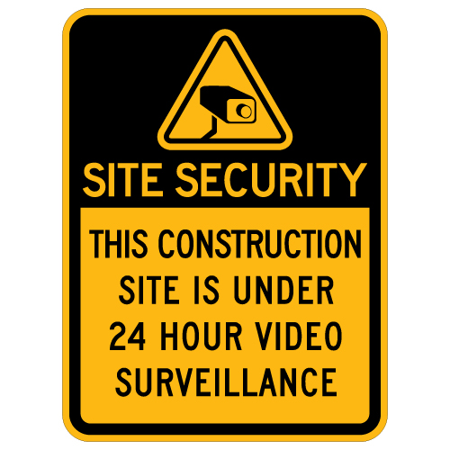 Construction Site Security 24 Hour Video Surveillance Sign - 18x24 ...