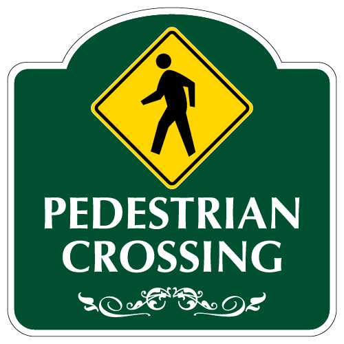 Mission Style Pedestrian Crossing Sign - 18x18 | StopSignsandMore.com