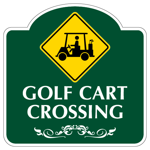 Mission Style Golf Cart Crossing Sign - 18x18 | StopSignsandMore.com