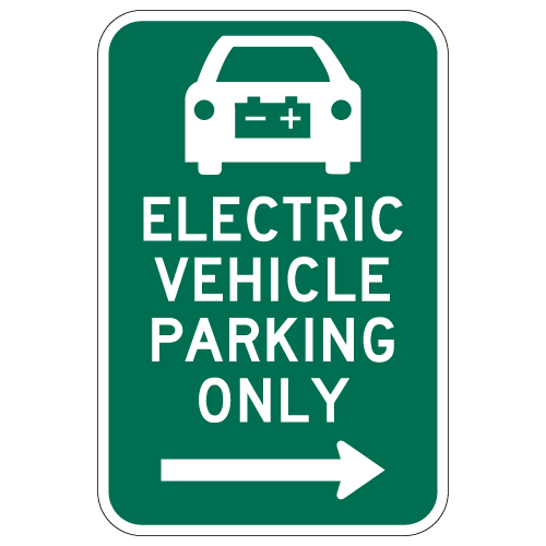 Electric Vehicle Parking Only Sign - Right Arrow - 12x18 ...