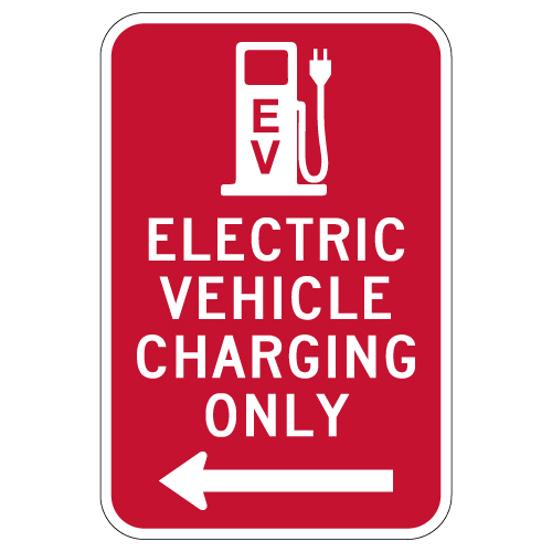 Electric Vehicle Charging Only Sign - Left Arrow - 12x18 ...