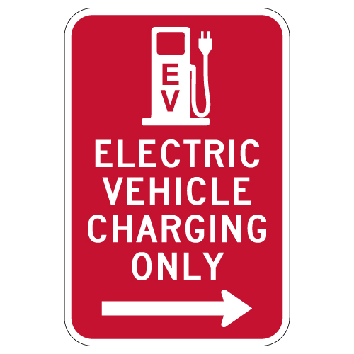 Electric Vehicle Charging Only Sign - Right Arrow - 12x18 ...