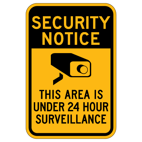 Security Notice Area Under 24 Hour Surveillance Sign - 12x18 ...