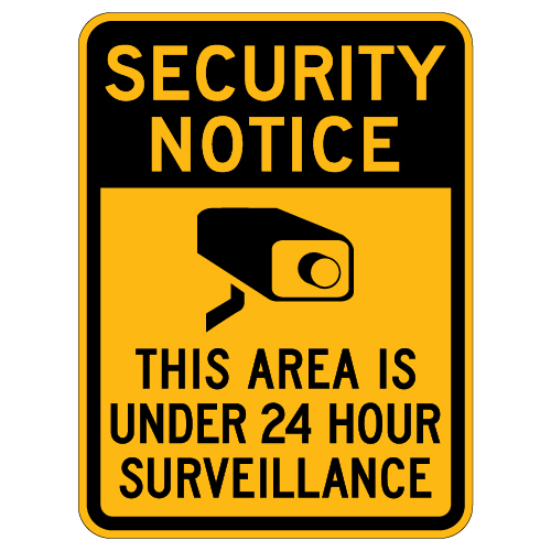 Security Notice Area Under 24 Hour Surveillance Sign - 18x24 ...