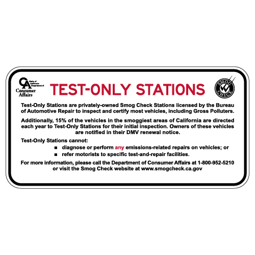 Test Only Stations Sign - 24x12 | StopSignsandMore.com